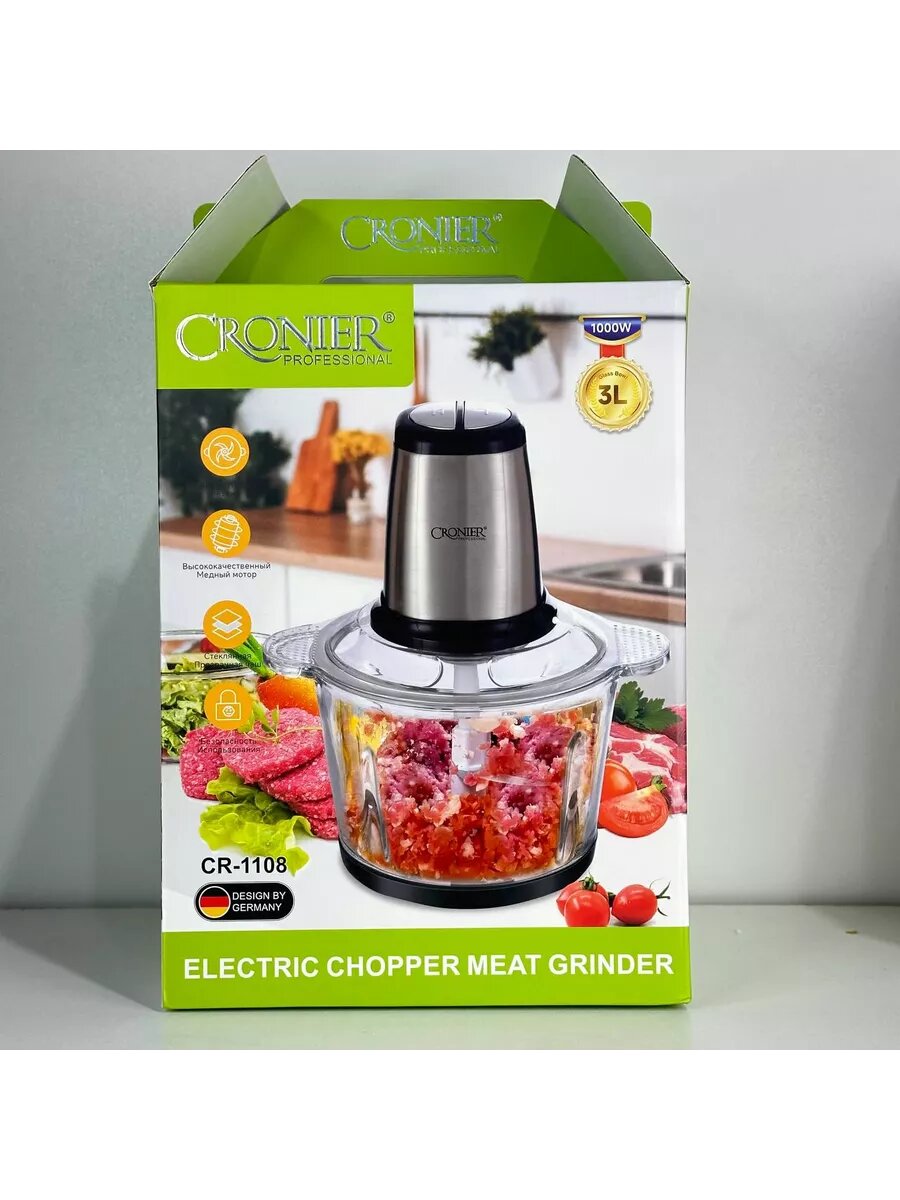 Замените мясорубку и блендер одним прибором — мощным измельчителем CRONIER со стеклянной чашей.