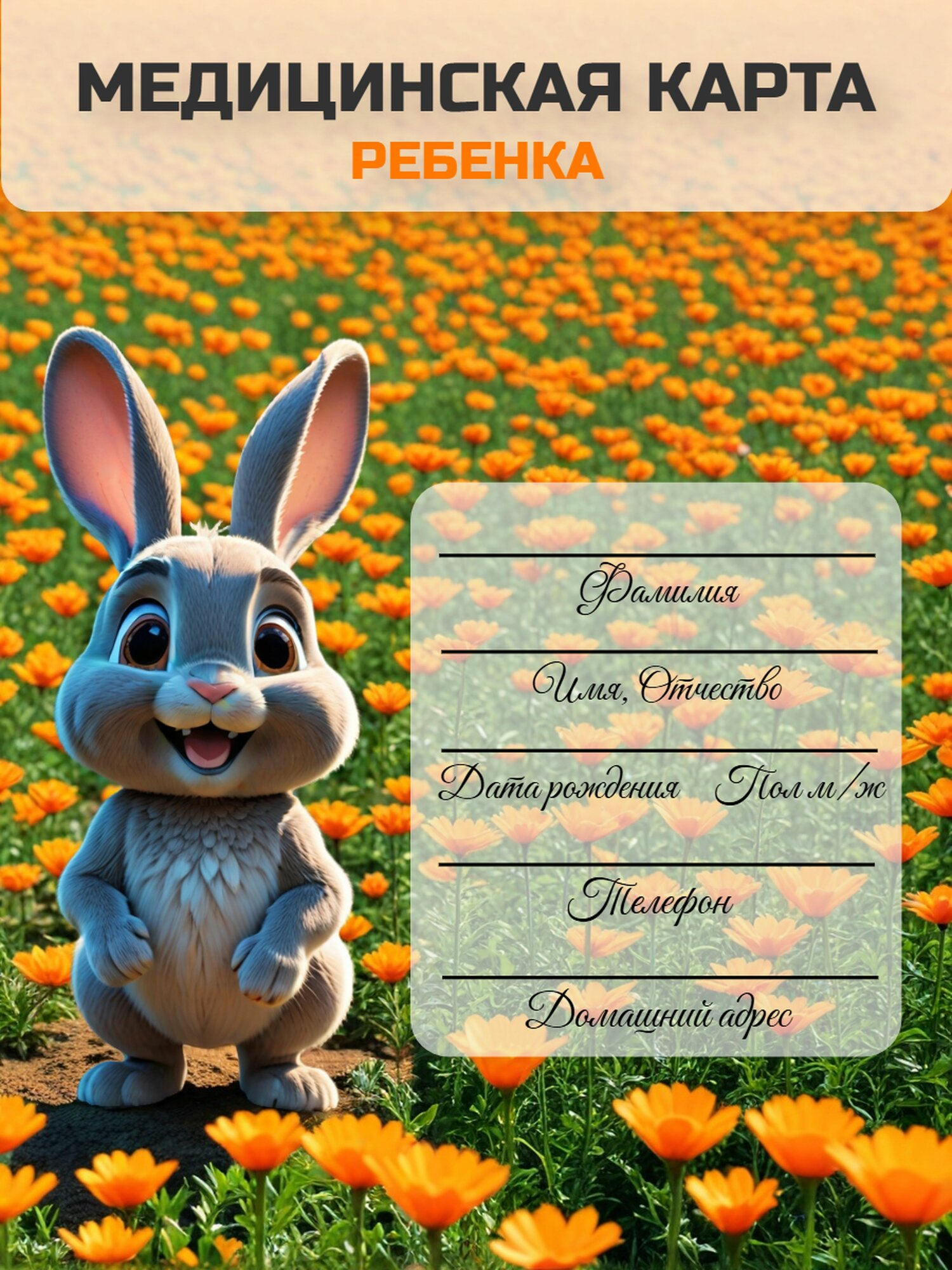 Медицинская карта ребенка "Зайка" А4 Форма № 026/у-2000