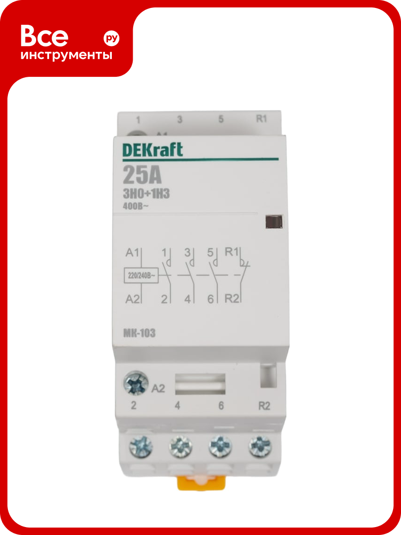 Модульный контактор Dekraft МК103-025A-230B-31 18068DEK, износостойкий