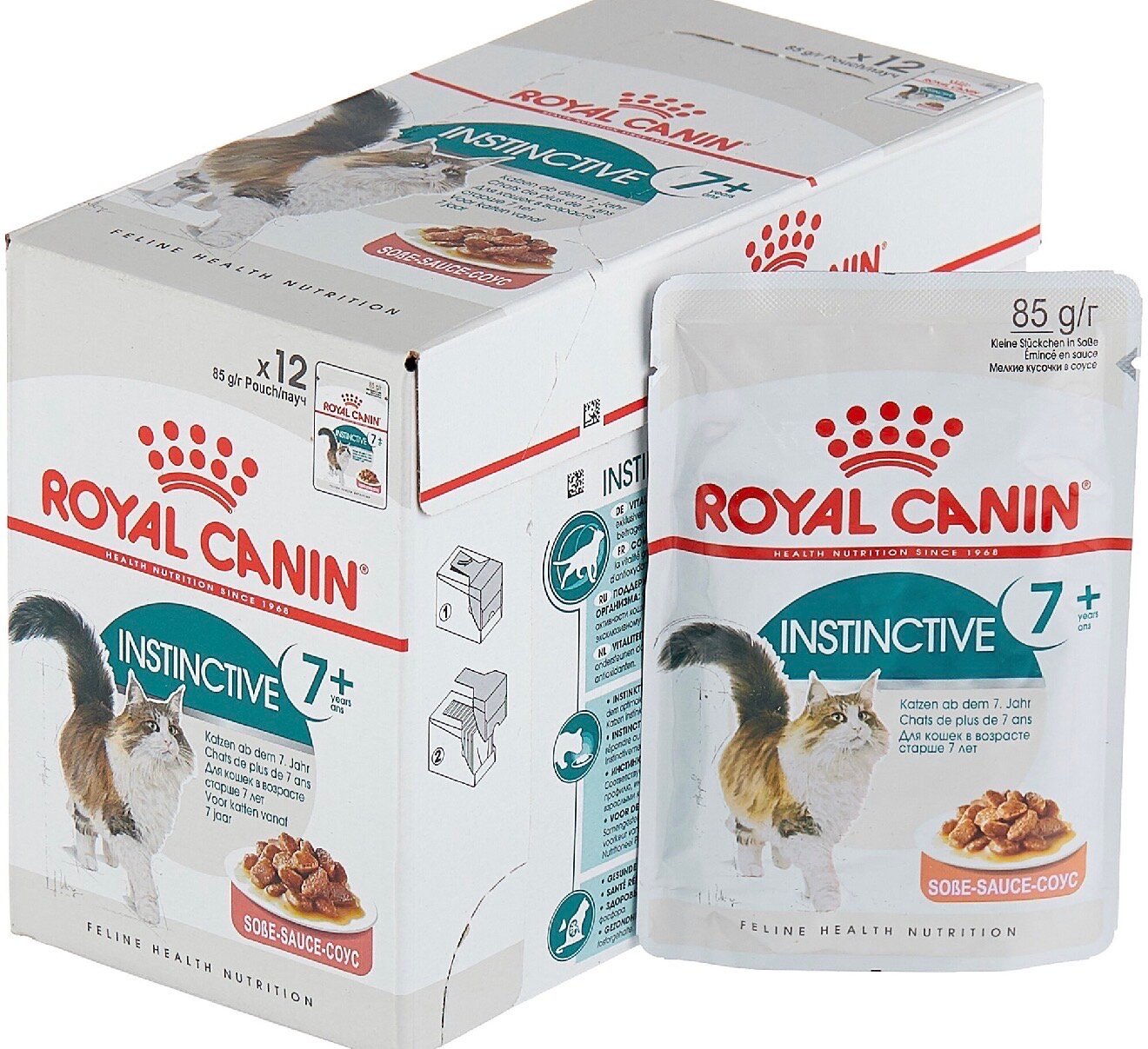 Royal Canin Instinctive 7+ для пожилых кошек старше 7 лет, кусочки в соусе, 85 г х 12 шт