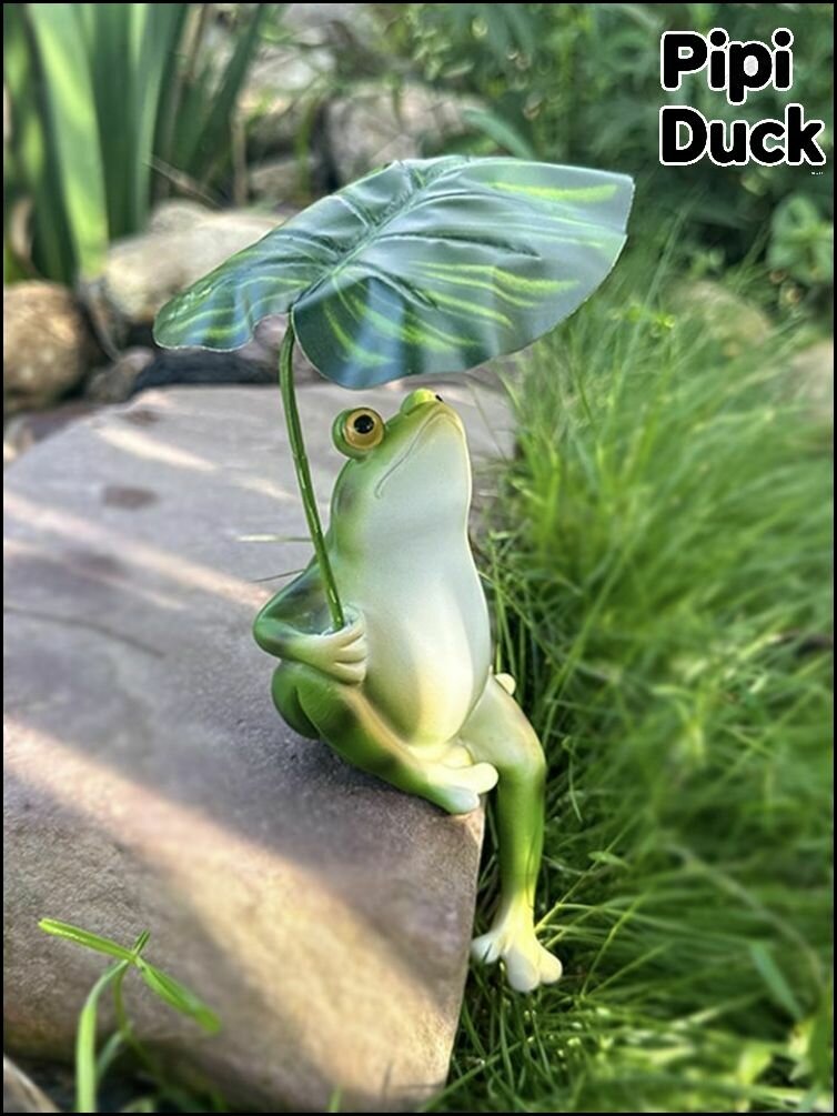 Декоративная фигурка лягушки с зонтиком для сада, аквариума, террасы или интерьера - реалистичный аксессуар для украшения пруда, патио, цветочных горшков-новинка