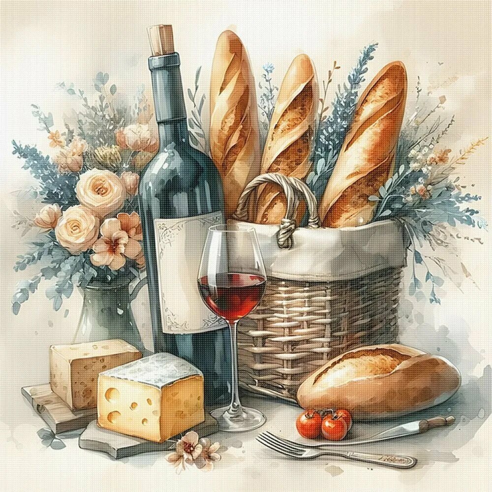 Набор для вышивания крестом с изображением еды, 3 пряди, 40x40 см