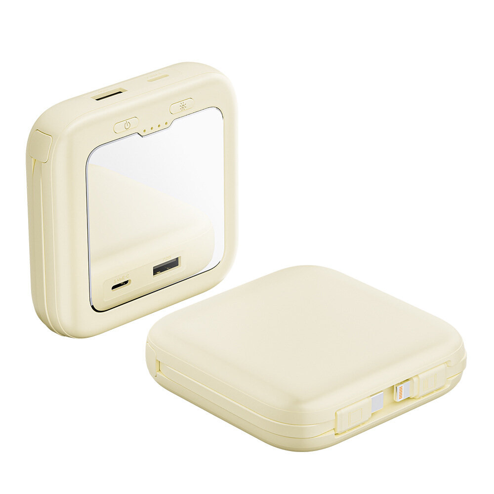 Зеркало для макияжа со встроенным кабелем, мини-павербанк с сертификацией 3C, портативное зарядное устройство с большой емкостью 10000 мАч, подарок