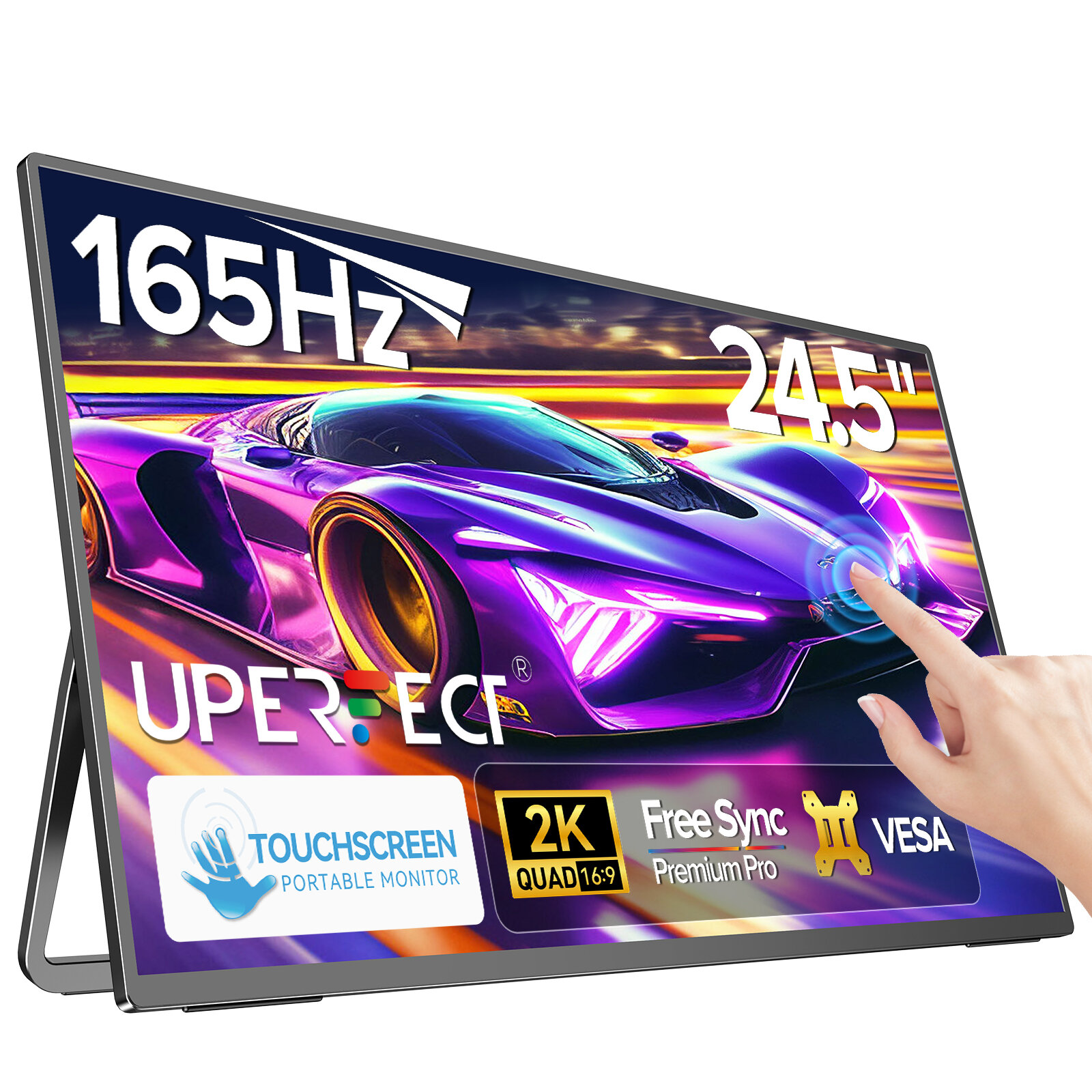 24.5" Портативный сенсорный монитор UPERFECT 2K 2560x1440, 165 Гц, IPS, черный