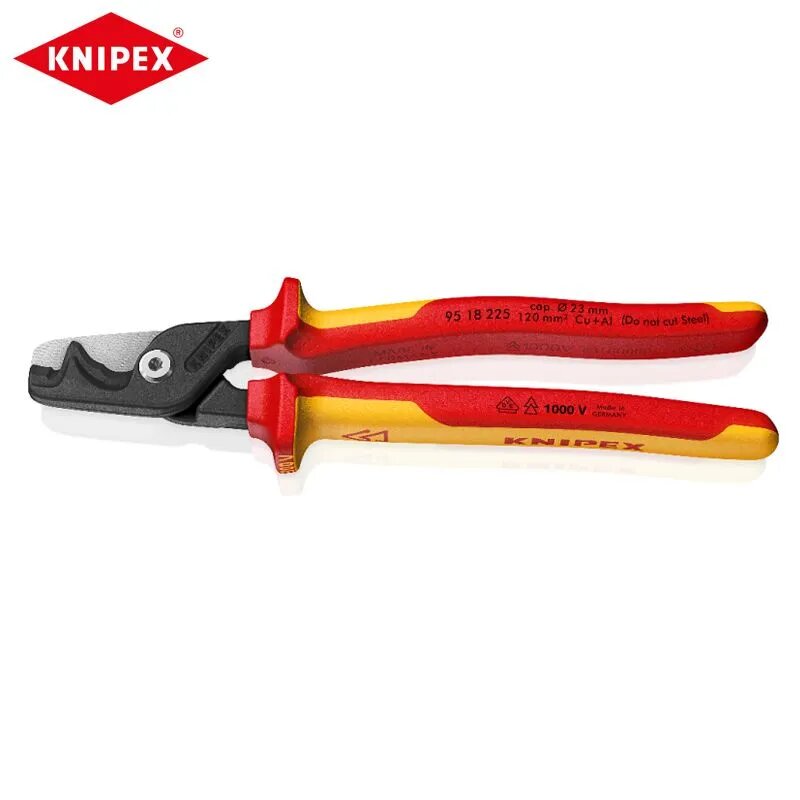 Пассатижи KNIPEX 95 18 225 для резки Cu+Al кабелей, 225 мм