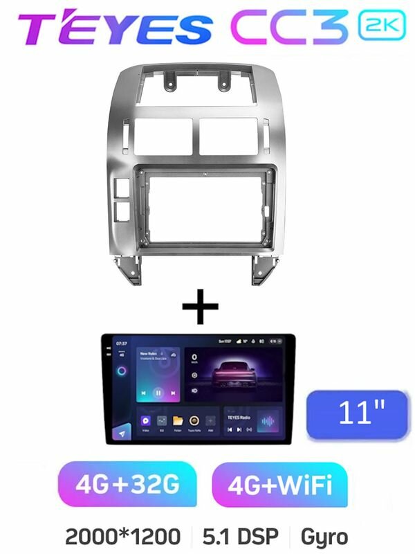 Магнитола 11" Teyes CC3 2k 4/32 Gb Volkswagen Polo Mk4 4 2001-2009 F2