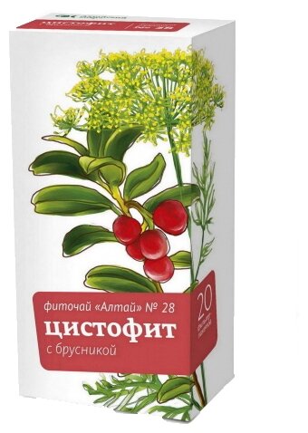 Фиточай Алтай № 28 Цистофит. С брусникой, 20 фильтр-пакетов по 2,0 г