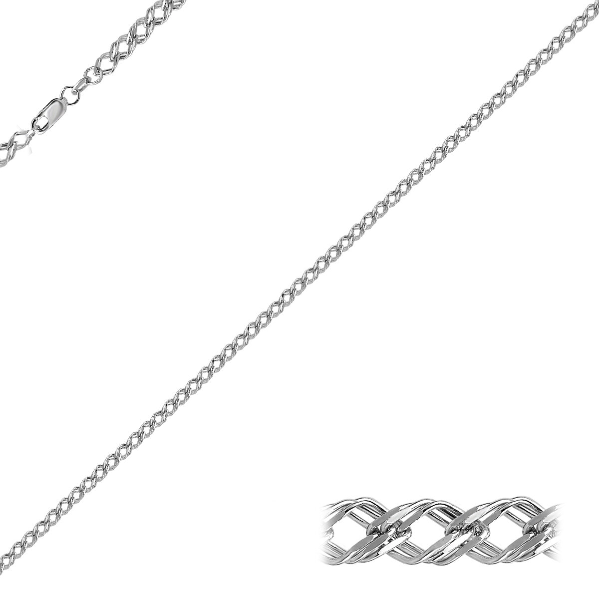 Цепь серебро, 925 проба, родирование