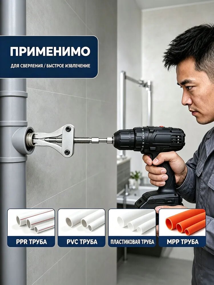 Экстрактор для сломанных труб, съемник резьбы 1/2" 3/4" 1", под дрель, привод 1/4", для сантехники