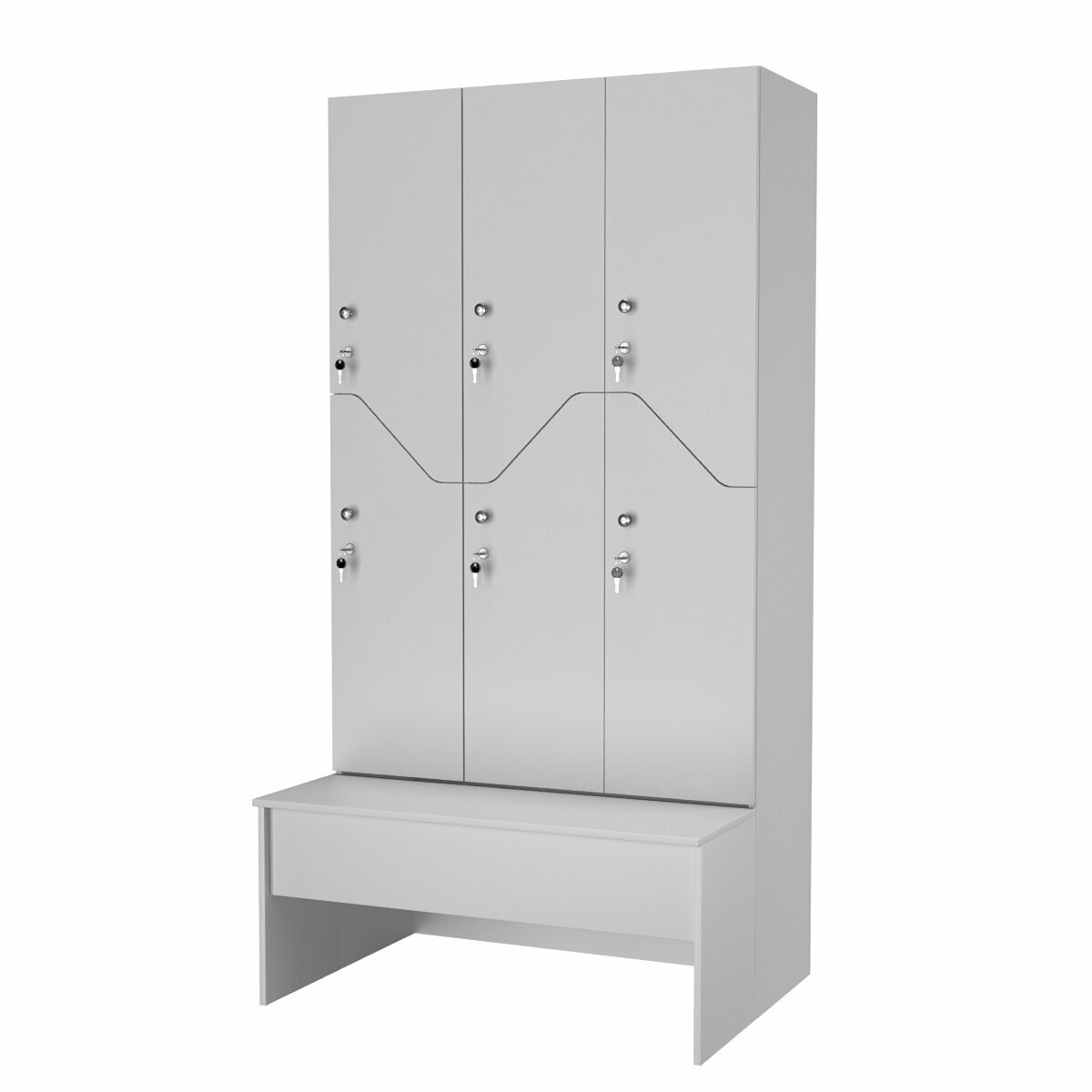 Шкаф для раздевалок со скамейкой комбо-элегия №3-1А, Серый. Производитель товара - компания ТОБ.