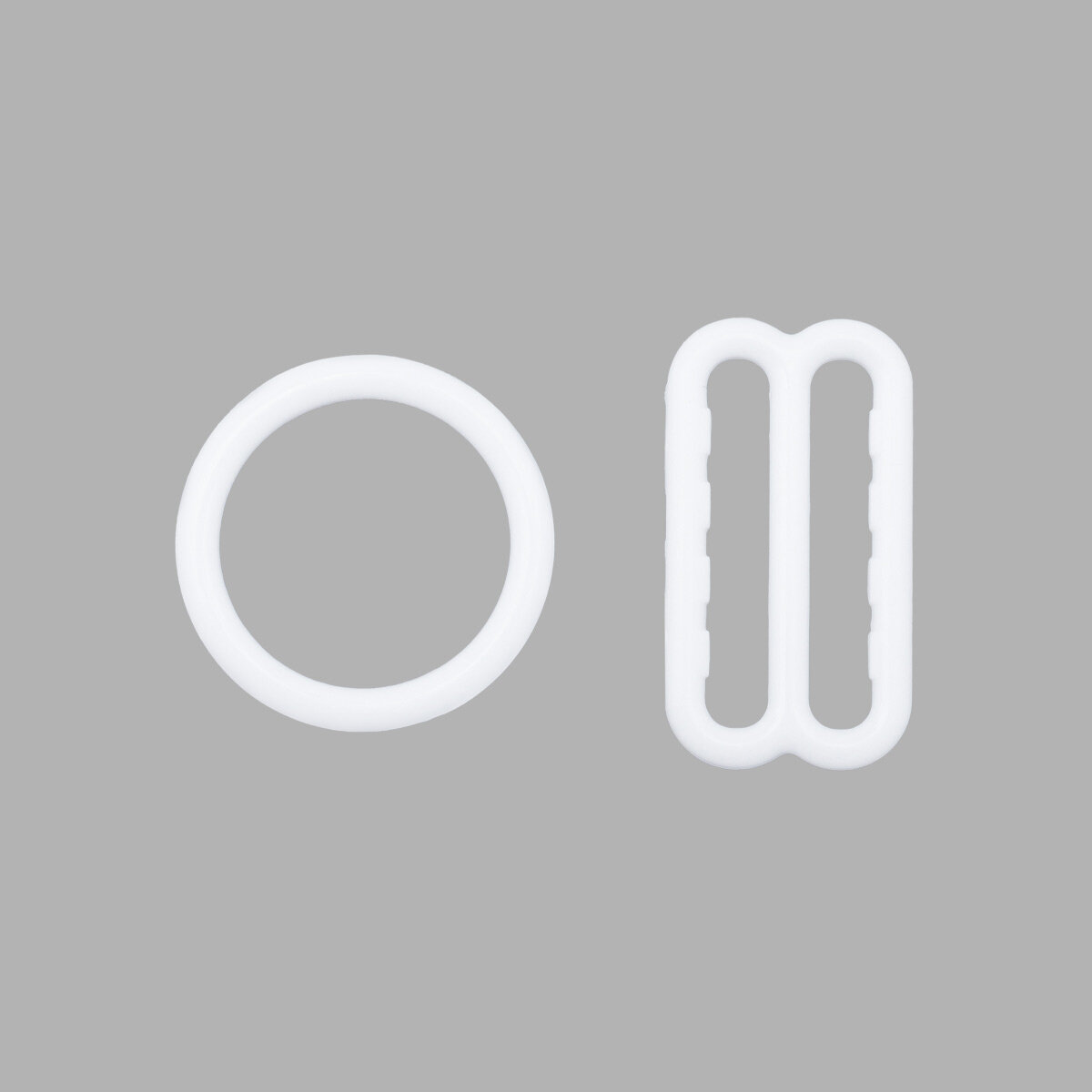 Набор пластиковой фурнитуры для бюстгальтера, цвет 001 белый (кольцо 15 мм - 4 шт, регулятор 19,5 мм - 4 шт)