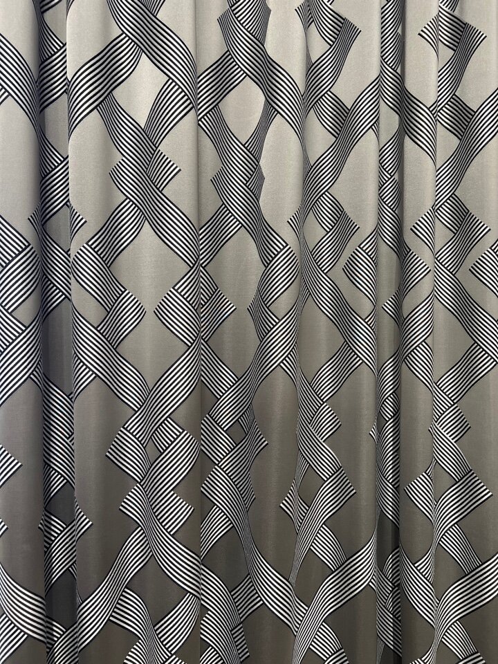 Портьерная ткань "Геометрия", 100% вискоза, 45%, хлопок, 10%, полиэстер, 45%, ширина 3м, бело-чёрная