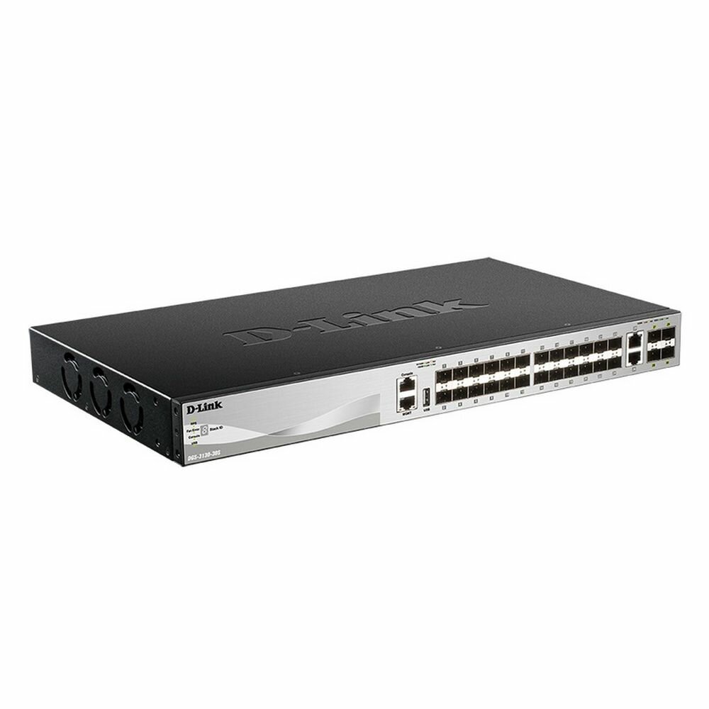 D-Link DGS-3130-30S/B1A PROJ Управляемый L3 стекируемый коммутатор с 24 портами 1000Base-X SFP, 2 портами 10GBase-T