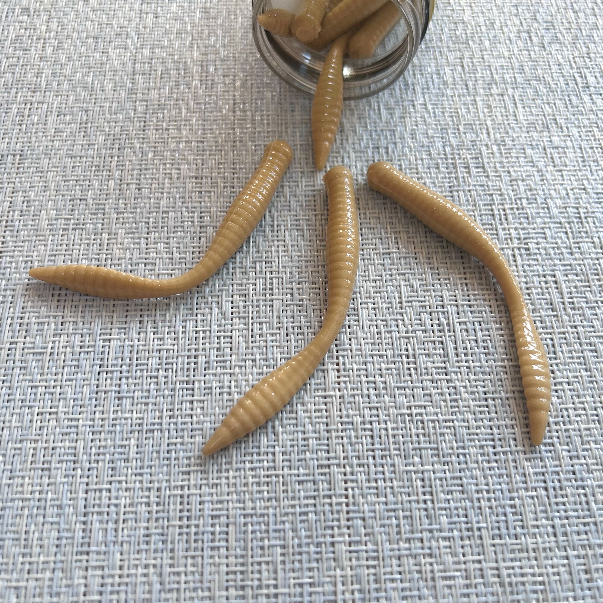 Мягкая Силиконовая приманка для форели Бобриный Хвост 77 мм, цвет Кофе с молоком, 10 шт.