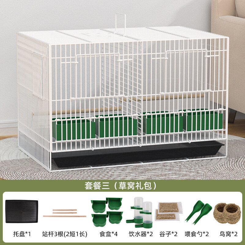 Большая клетка для птиц для домашнего использования, для попугаев, волнистых попугаев, корелл, неразлучников, с перегородкой, двойной ящик для разведения, птичье гнездо