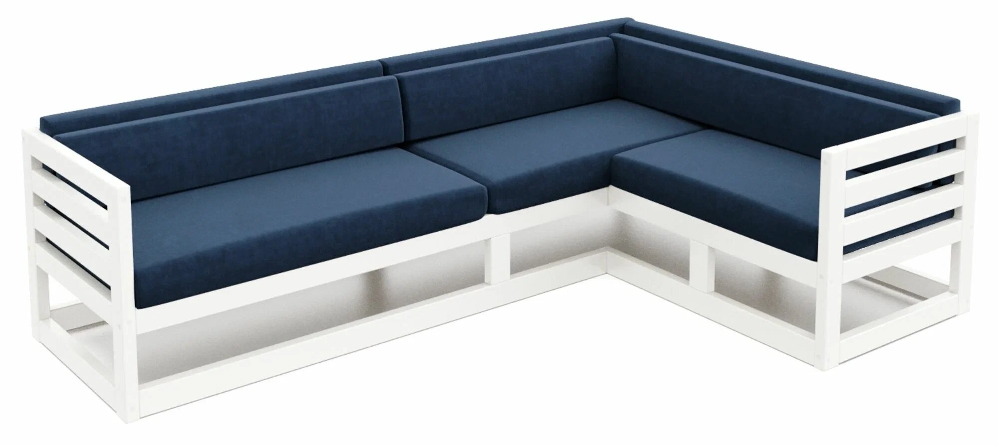 Диван угловой Arsko Магнус-У правый, синий-белая эмаль, вельвет, деревянный, в гостиную, скандинавский лофт