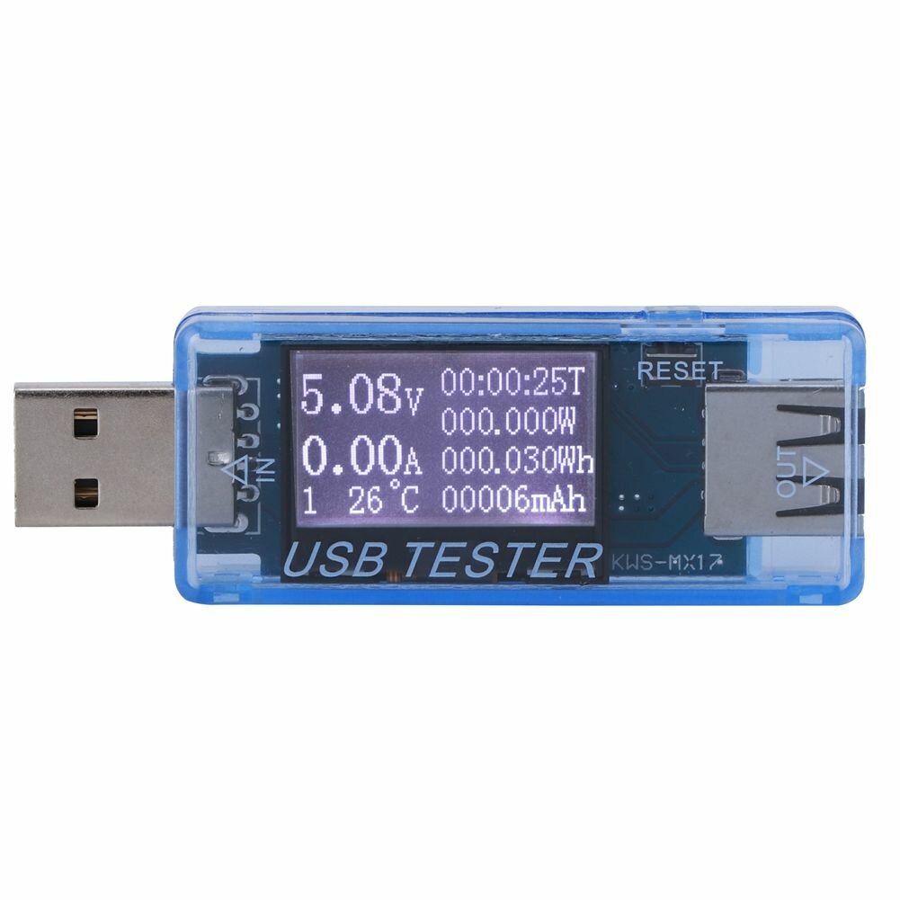 USB-тестер 8-в-1, вольтметр, 0-5 А, 0-150 Вт, синий