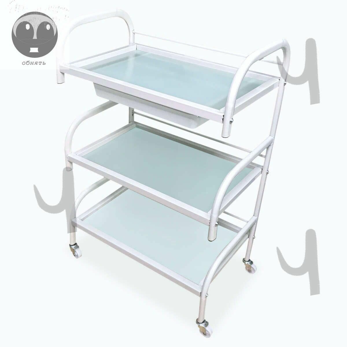 Тележка косметологическая стеклянные полки LR303 Белая Fabric-Stol-X
