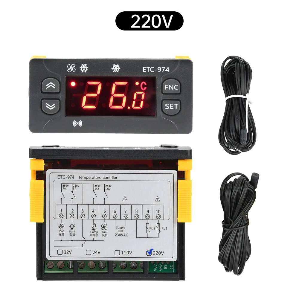 Термостат цифровой ETC-974 220V, Цвет: D