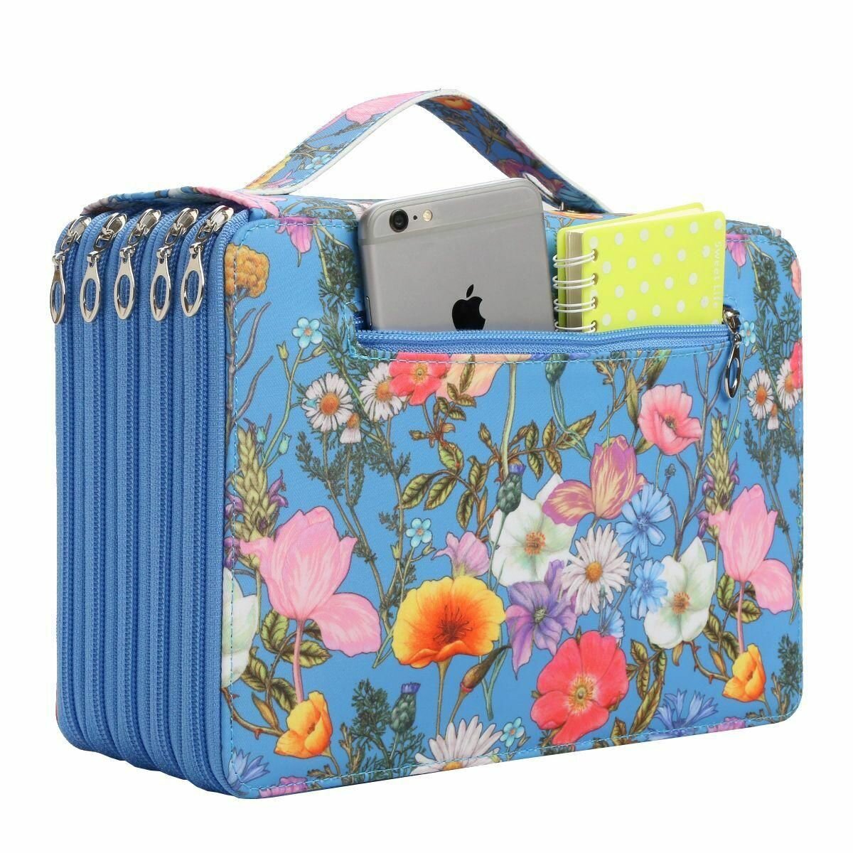 Пенал школьный DIANNY с 250 слотами для девочек органайзер для канцерии канцелярских принадлежностей с 5-слойной молнией пеналы -- синий