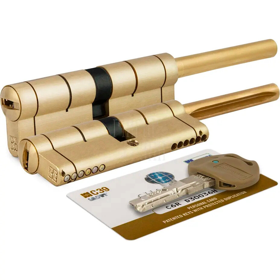 Цилиндровый механизм (личинка для корпусов замков, входных и межкомнатных) Mottura (Италия) ключ-длинный шток серии C39 латунь 51/31