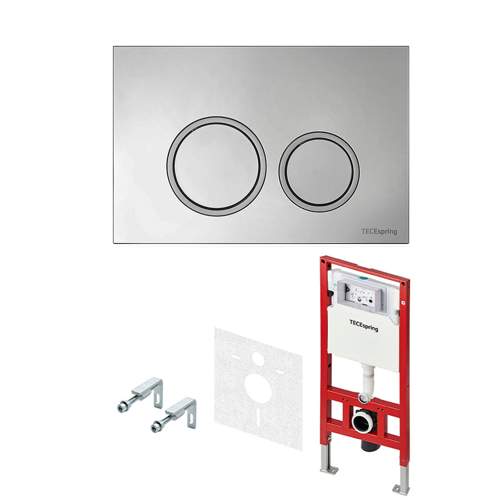 Инсталляция для подвесного унитаза TECE Spring R с клавишей смыва хром глянец S401101