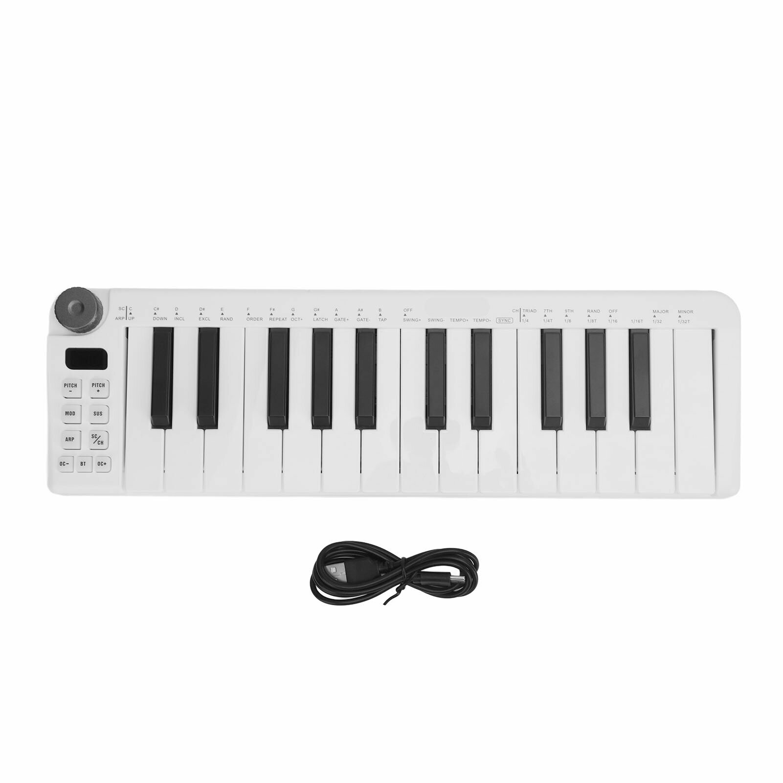 MIDI-контроллер клавиатуры с 25 клавишами, чувствительными к силе нажатия, 1 назначаемой ручкой, портативный интеллектуальный MIDI-контроллер клавиатуры