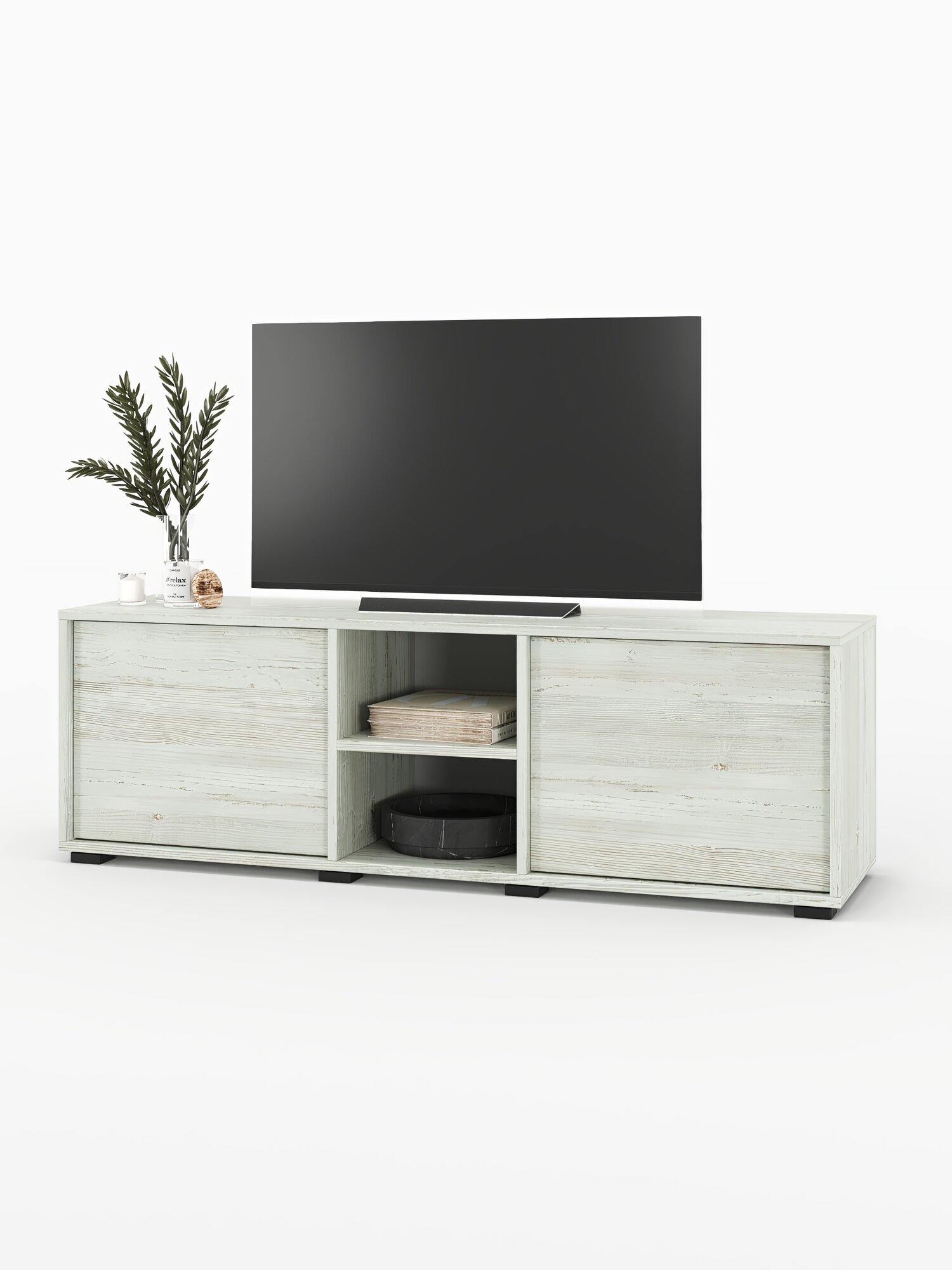 Есэндвич Grand Лаворо 2 Тумба ТВ 130х42х35 см (Сосна винтерберг) с полками, с дверцами, для гостиной