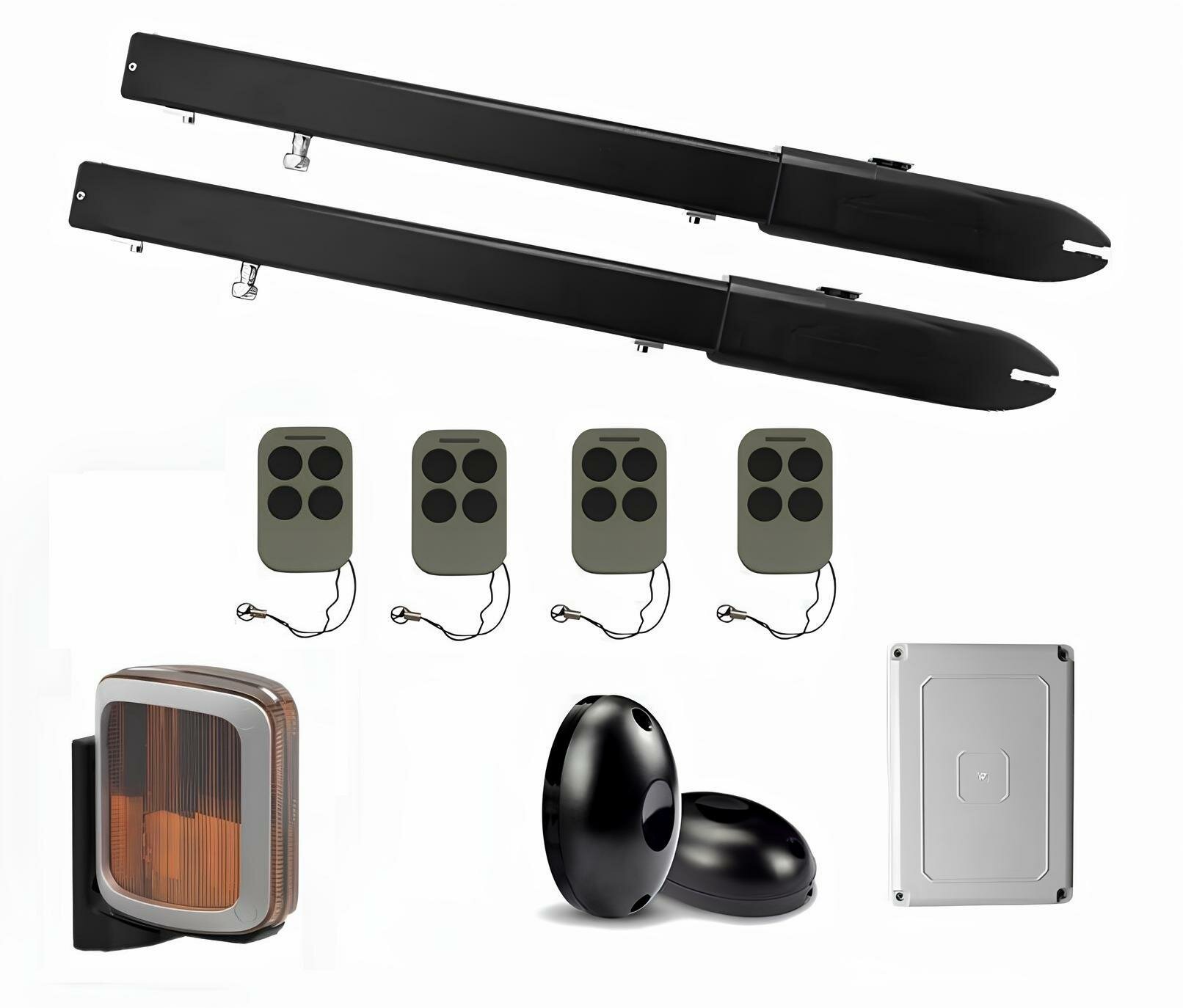 Автоматика для распашных ворот KSW-3000 FULL-T4-2K, комплект: 2 привода, блок управления, 4 пульта, фотоэлементы, лампа