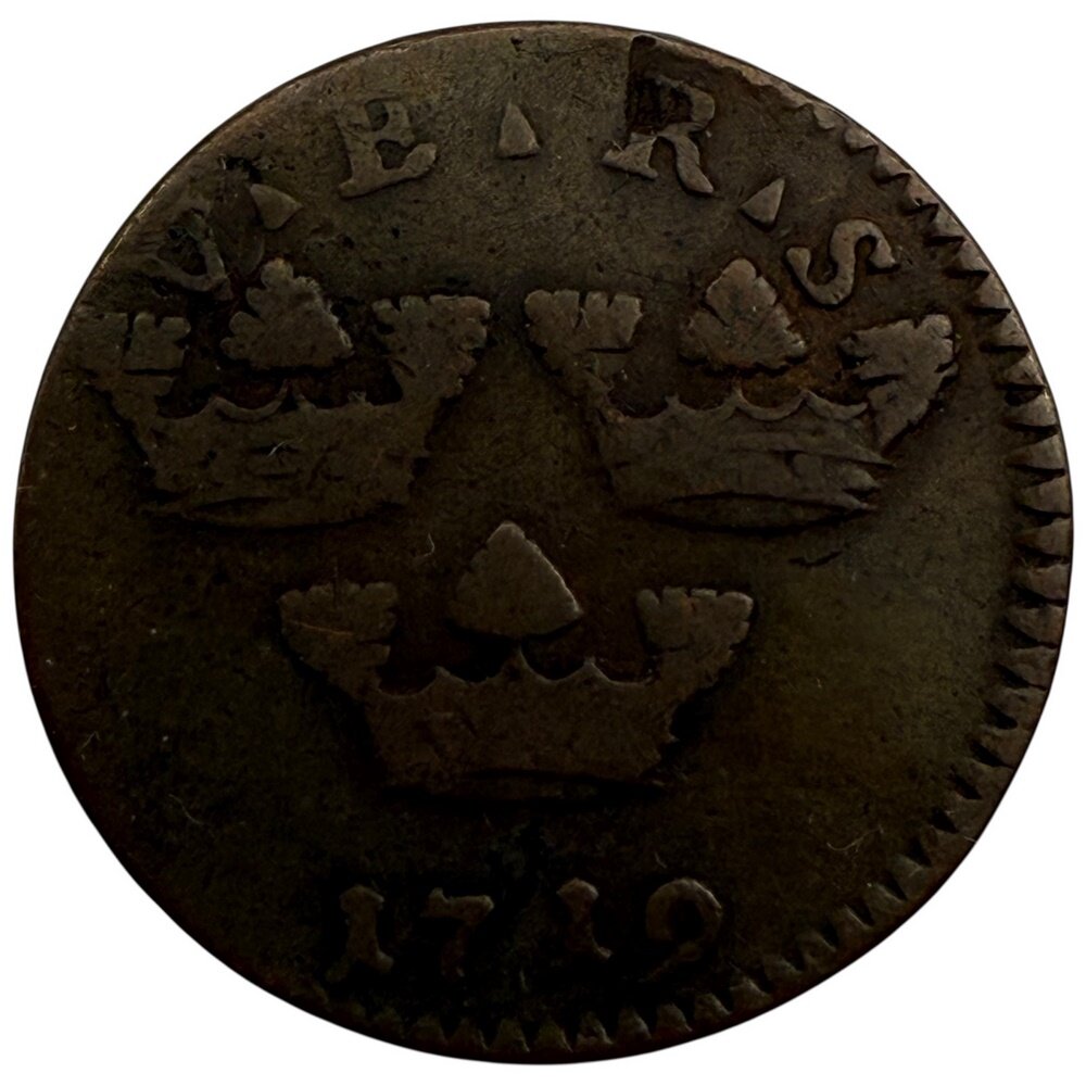 Швеция 1 эре (оре) 1719 г. (Гладкий гурт)