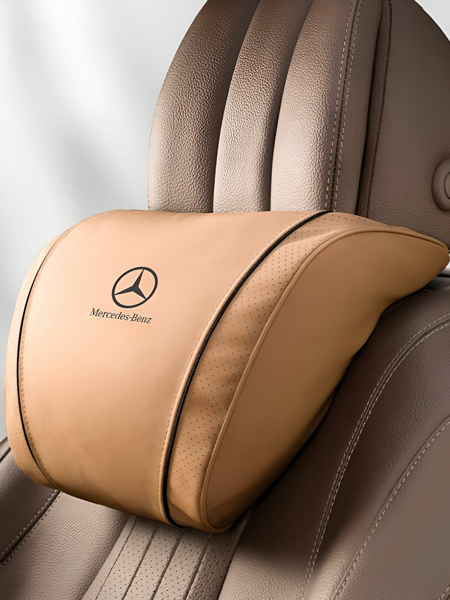 Подушка автомобильная на подголовник, Подушка Мерседес, премиум качество