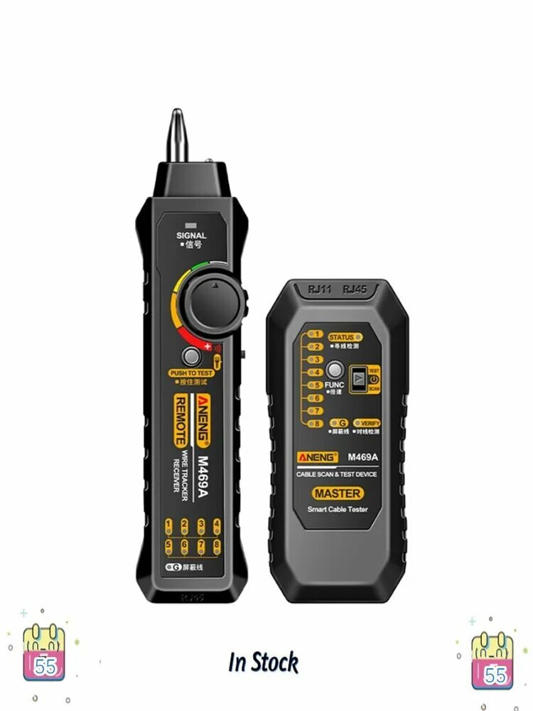 B8ANENG M469A RJ45 RJ11 Поиск сетевого кабеля Тестер помехоустойчивости Прибор совместим с тестирования сети Ремонт, черный