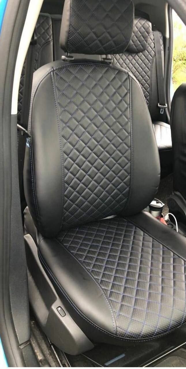 Авточехлы с ромбом для Hyundai Solaris 1 поколения (2010-2016 г.) / Kia Rio 3