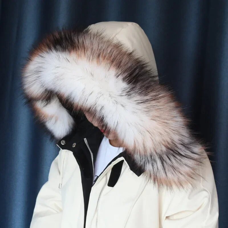 Qearlstar 2025 Faux мех воротник зимняя теплая супер роскошный большой шарф для женщин мужчин дети куртки пальто капюшон декор обгортки шали FY501,200,18, искусственный мех, полиэстер, полиэстер,