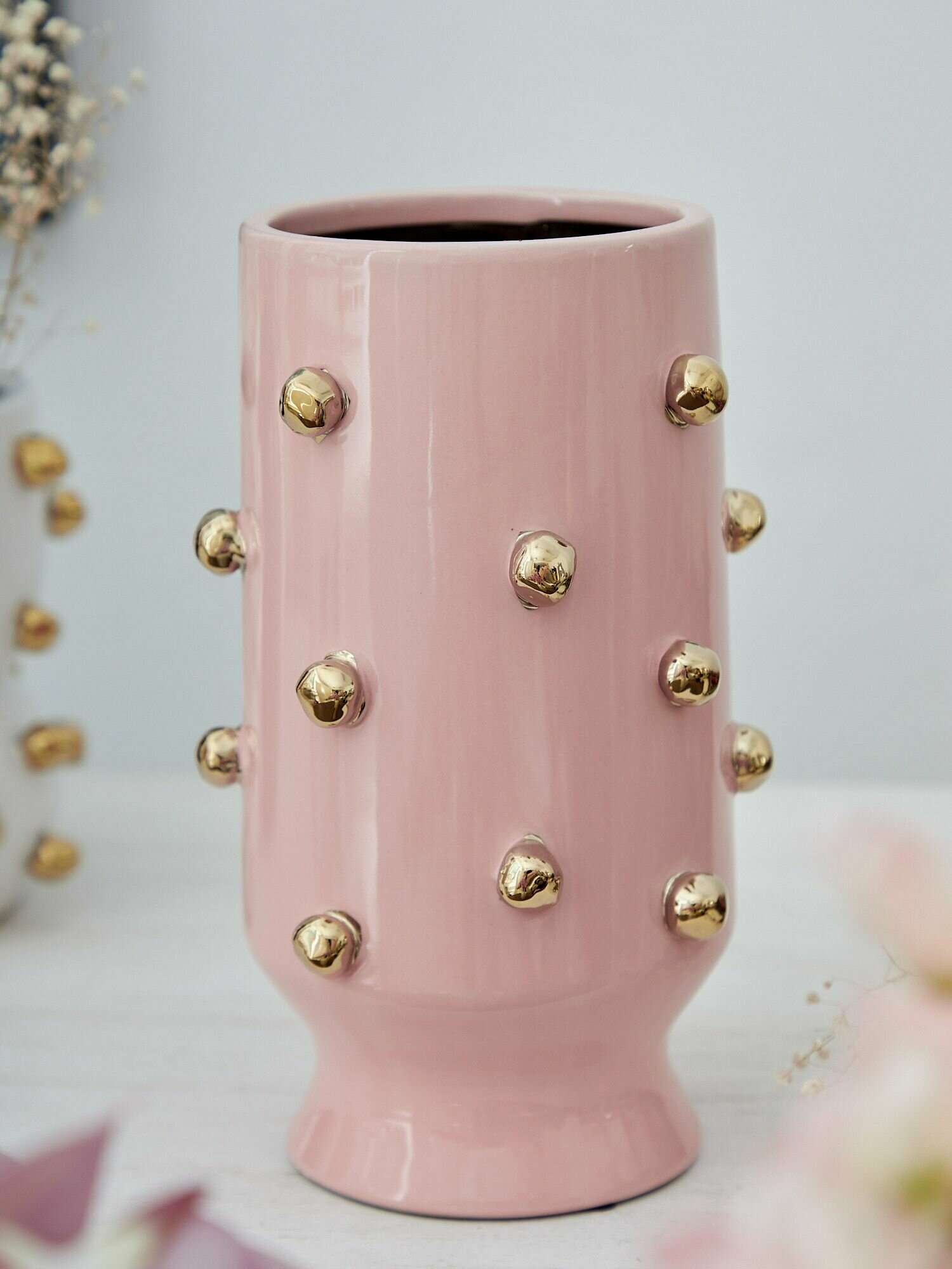 Ваза интерьерная Glasar 74-030, керамика, настольная 15x15x23 см