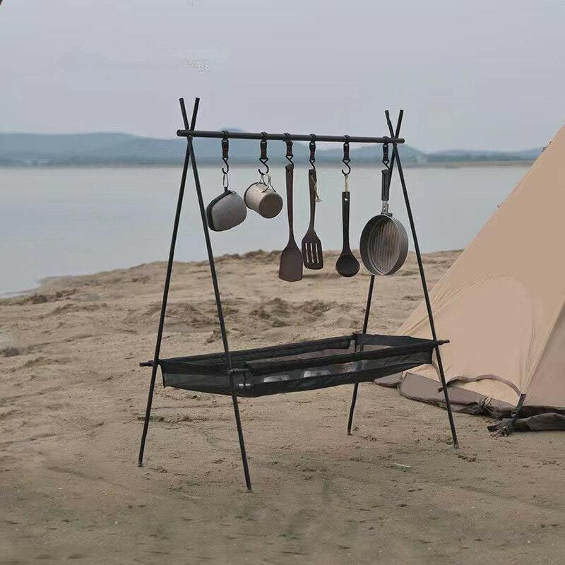 Портативная складная ультралегкая трехъярусная стойка для кемпинга из алюминиевого сплава для хранения вещей в путешествиях.
