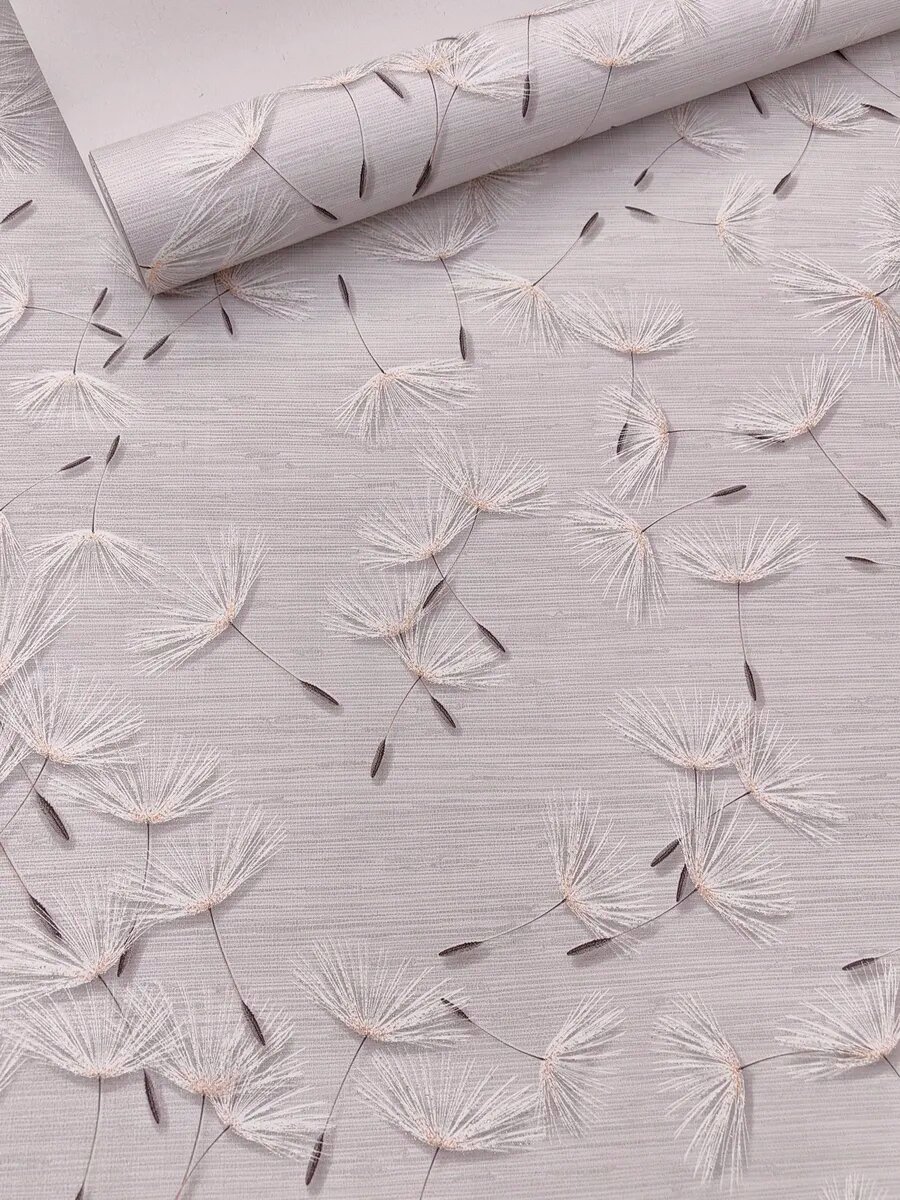Обои STYLE DECOR "Одуванчики", бумажные, серо-бежевые, 10х0.53м