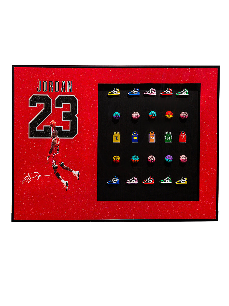 Картина на стену ручной работы "Basketball Player M.Jordan" для дизайна интерьера 80х60 см