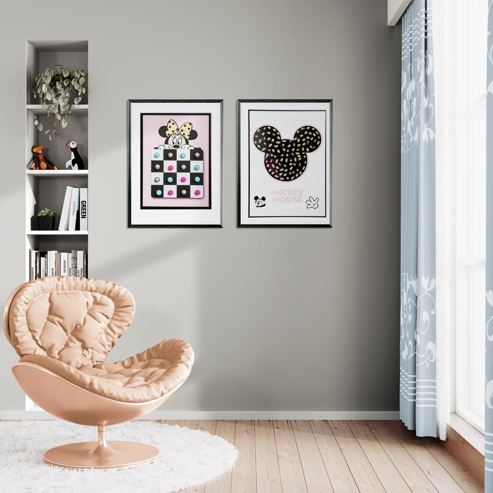 Панно на стену ручной работы "Mickey Mouse For Kids" для дизайна интерьера 120х160 см