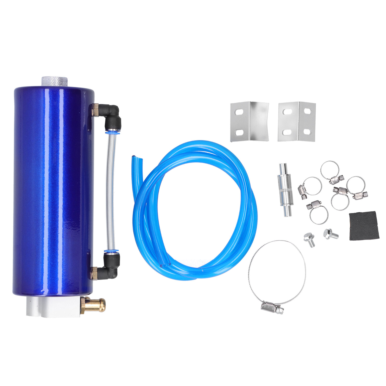 Универсальный комплект для сбора масла с масляным бачком, хомутами, гайкой и креплением для масляной трубы, синий