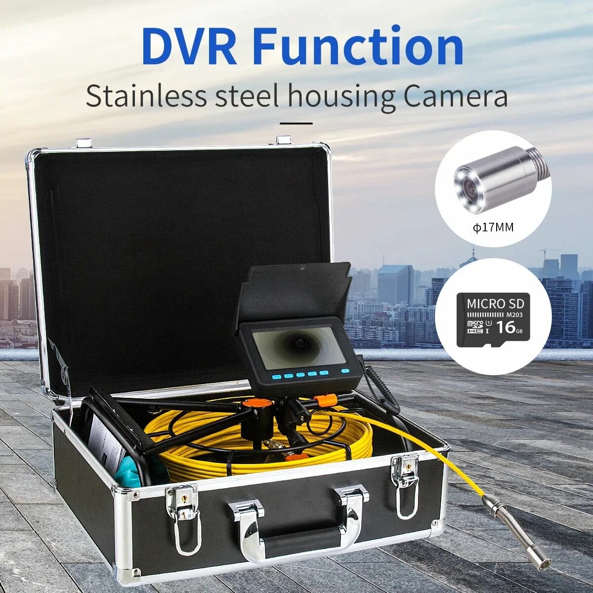 SYANSPAN эндоскопическая камера для труб 16 ГБ NO DVR 17mm 30m