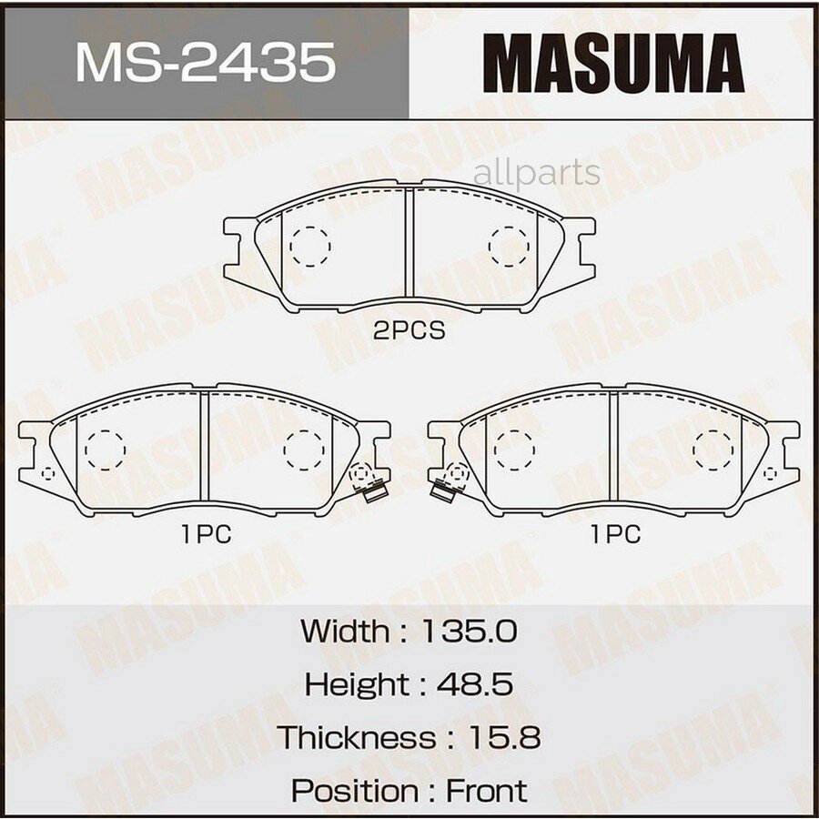 MASUMA MS-2435 Колодки тормозные NISSAN ALMERA 06-12
