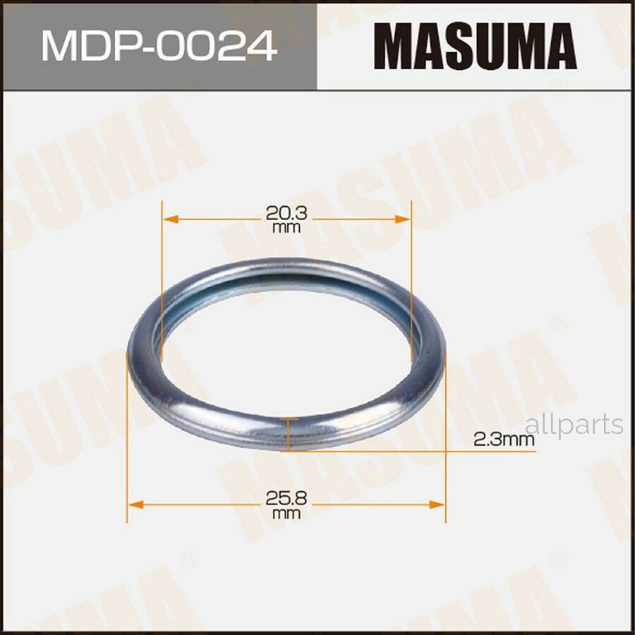 MASUMA MDP0024 шайба прокладка для болта маслосливного MASUMA, SUBARU 20.3X25.8X2.3 УП.50