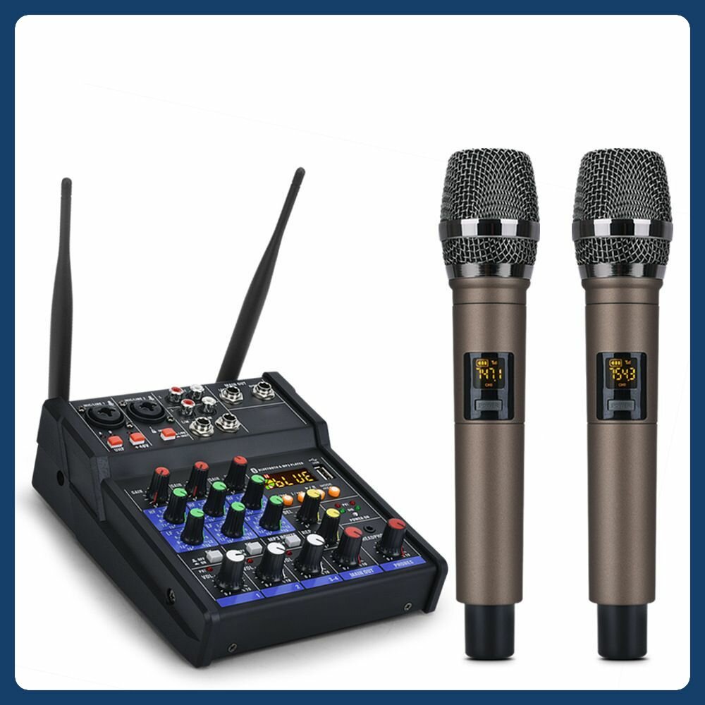 Микшер 4-полосный с беспроводными микрофонами с Bluetooth и USB TKL R2