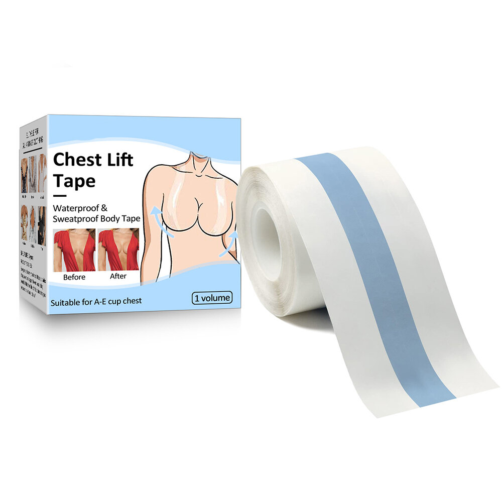Невидимая лента для подтяжки груди в рулоне, клейкая лента для подтяжки груди с эффектом пуш-ап, обеспечивающая невидимую поддержку и естественную форму.
