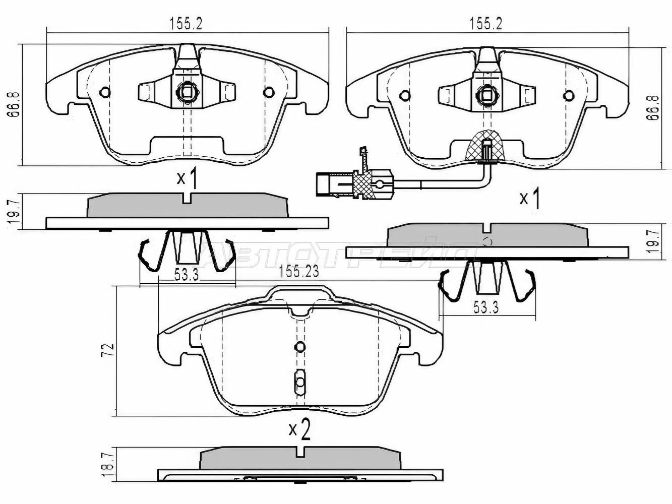 Тормозные колодки передние для Ауди A4, S4, A5 S5 арт ST8K0698151F SAT