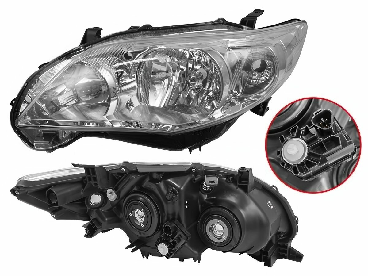 Фара левая, с электрокорректором, галоген для Тойота Королла арт ST1121130LLDEMN SAT