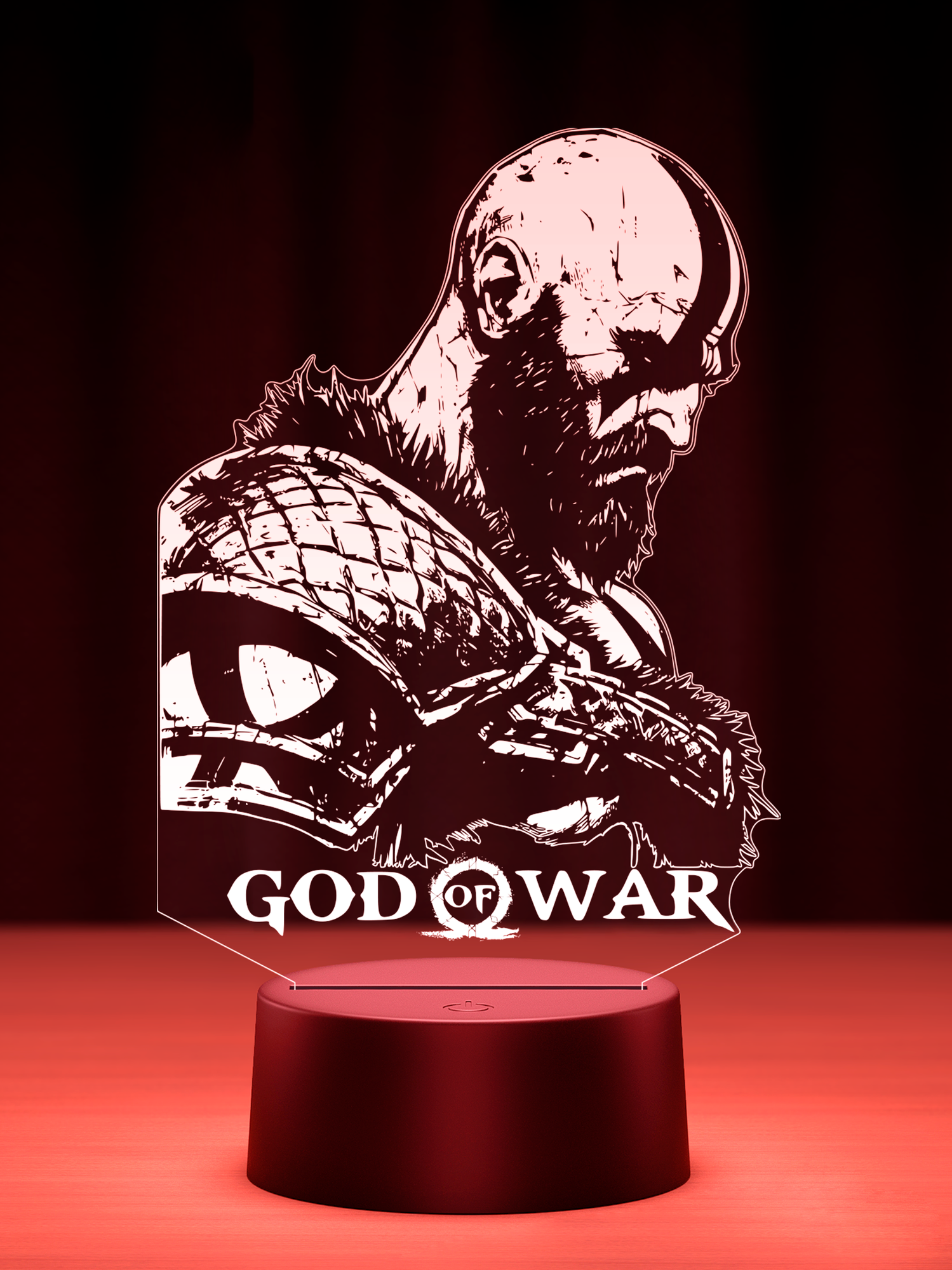 Ночник Игра Кратос Бог Войны - God Of War. Подарок геймеру — декор для игровой комнаты с символикой популярных игр, узнаваемыми персонажами и атмосферой киберспорта.