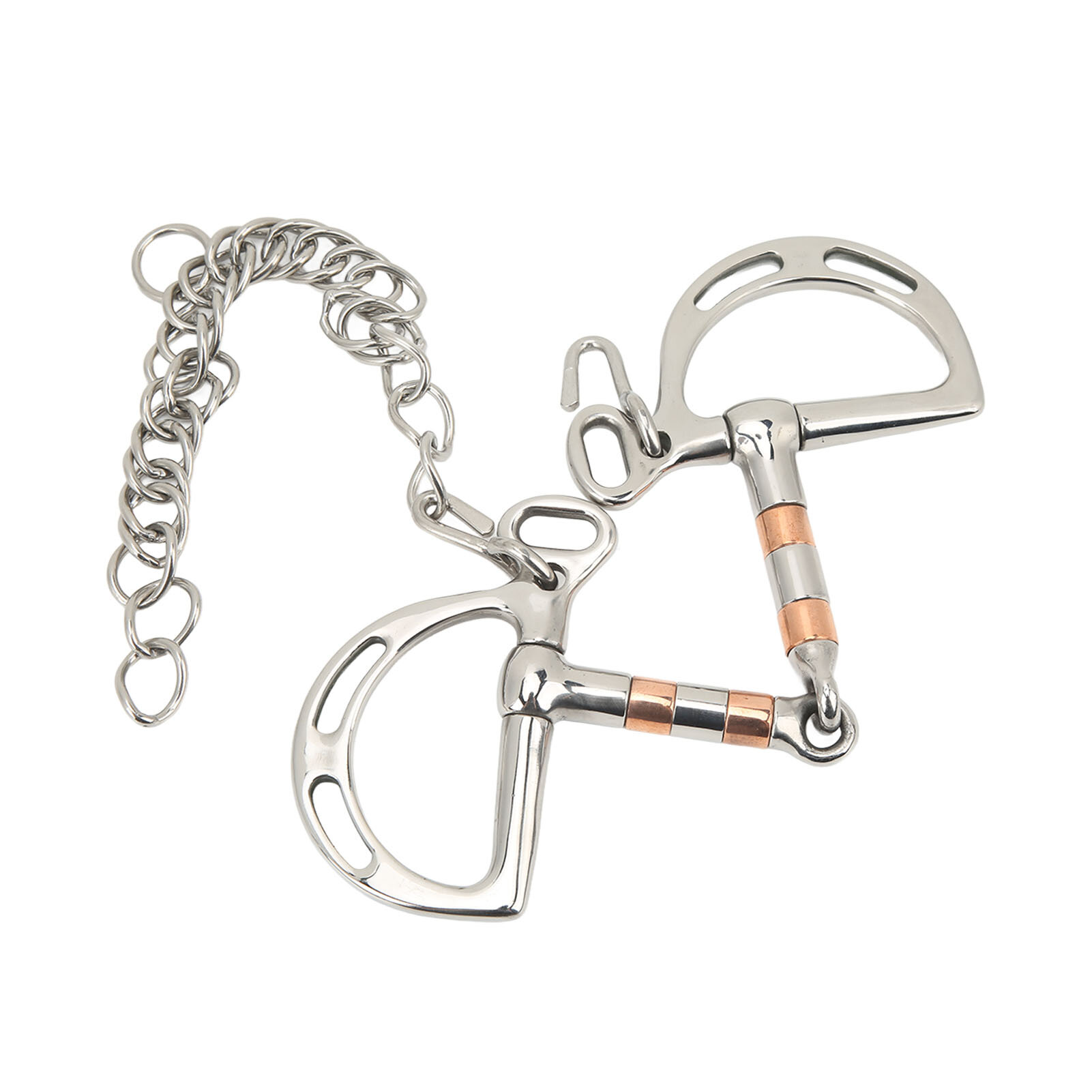 Сажалка для лошадей из нержавеющей стали и меди с Д-кольцом и цепью для рта лошади 125 мм, размер 250x105 мм, вес 443 г, 1 шт