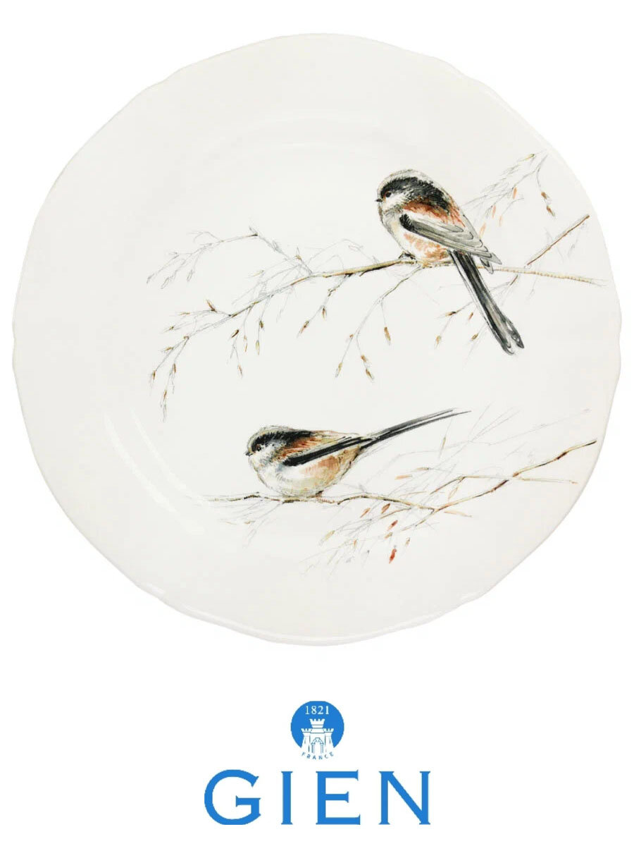 Тарелка десертная Gien Oiseaux Foret Синица, 23 см, фаянс, 1 шт.